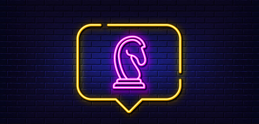 Chess knight line icon marketing strategy neon Vector Image