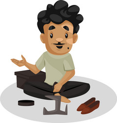 Shoemaker cobbler shoe repair working Royalty Free Vector