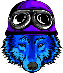 White silhouette of head wolf with helmet on black