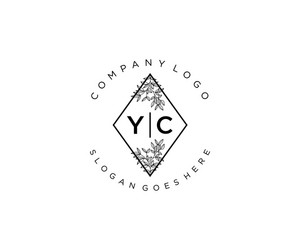 Initial yc letters beautiful floral feminine Vector Image