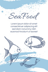 Seafood restaurant menu template hand drawn fish Vector Image