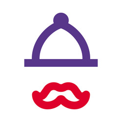 Dome shaped hat with a retro style dandy mustache Vector Image