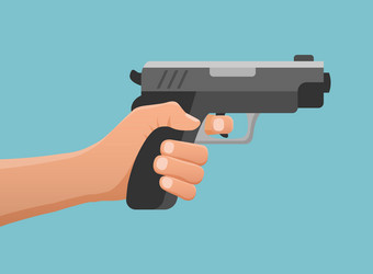 Hand holding pistol gun icon in flat style Vector Image
