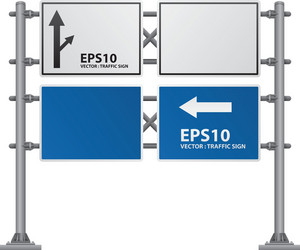 Road signs blue color Royalty Free Vector Image