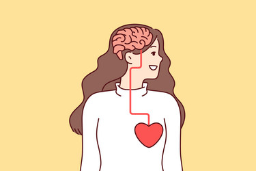 Woman looking away with visual demonstration Vector Image