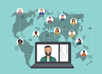 Colleagues from different countries work together Vector Image