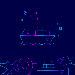 Container ship line icon symbol pictograph sign Vector Image