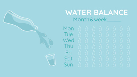 Water tracker balance calendar Royalty Free Vector Image