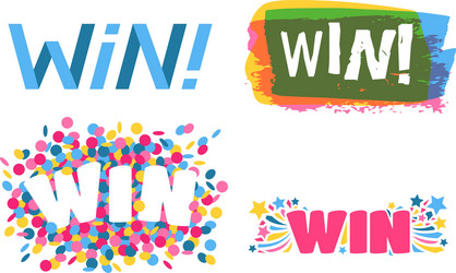 Win text set Royalty Free Vector Image - VectorStock