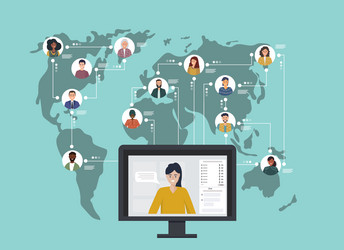 Colleagues from different countries work together Vector Image