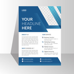 Gradient blue color flyer design template Vector Image