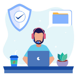 Graphic cartoon character data protection Vector Image