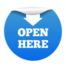 Open here sticker set black color Royalty Free Vector Image