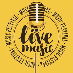 Banner live music with microphone Royalty Free Vector Image