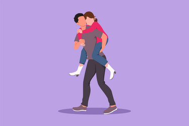 Character flat drawing happy man carry girlfriend Vector Image