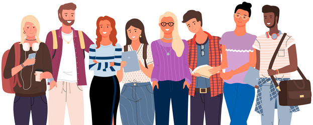 Diverse college university students standing Vector Image