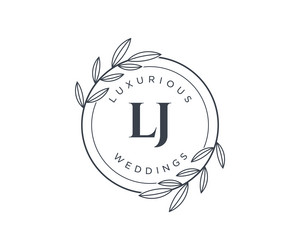 Lj initials letter wedding monogram logos Vector Image