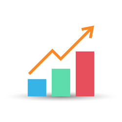 Flat design rising bar graph icon Royalty Free Vector Image