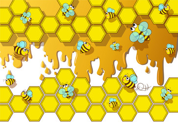 Happy cartoon bee background Royalty Free Vector Image