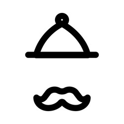 Dome shaped hat with a retro style dandy mustache Vector Image