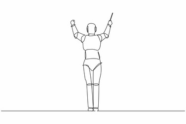 Single one line drawing side view robot ready Vector Image