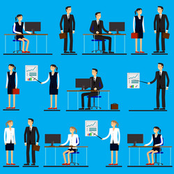 Cool flat design corporate business people line-up