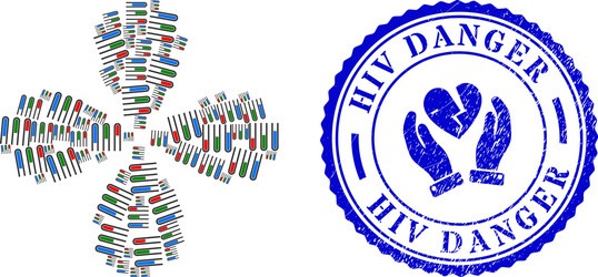 Hiv danger grunge rubber seal stamps Royalty Free Vector