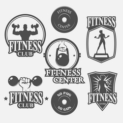 Gym fitness symbols set Royalty Free Vector Image