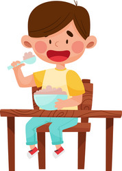 Boy eating breakfast Royalty Free Vector Image