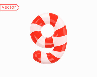 Number 9 sign realistic red plastic glossy 3d Vector Image