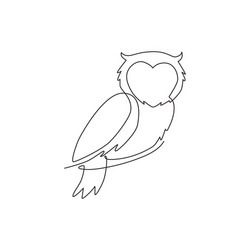 One single line drawing elegant owl bird head Vector Image