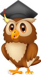 Clever owl with pencil and in graduation cap Vector Image