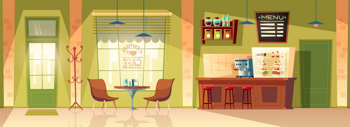 Cartoon cafe background cafeteria interior Vector Image