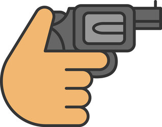 Gun in hand shooter cartoon Royalty Free Vector Image