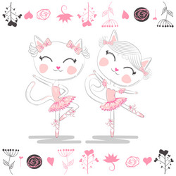 Cute white cartoon cat in ballet tutu kitty girl Vector Image