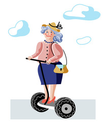 Elderly couple riding bicycle together old lady Vector Image