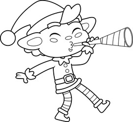 Outlined cute christmas elf girl cartoon character