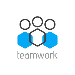 Teamwork logo business line concept on yellow Vector Image