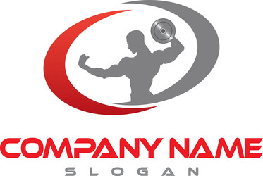 Bodybuilder female logo Royalty Free Vector Image