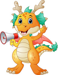 Cartoon baby dragon presenting Royalty Free Vector Image