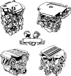 Disassembled radial engine on a white Royalty Free Vector