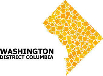Golden rotated square mosaic map washington Vector Image