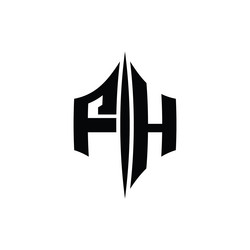 Fh letter logo monogram hexagon emblem shape Vector Image