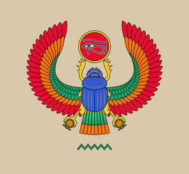 Graphic print of egypt scarab pattern on black Vector Image