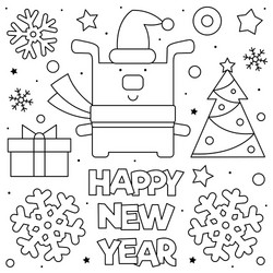Happy new year coloring page black and white Vector Image