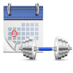 Training schedule icon with calendar and dumbbell Vector Image