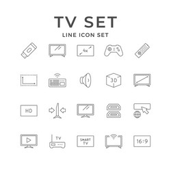 Multimedia line icons set Royalty Free Vector Image