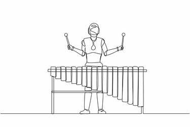 Single one line drawing woman arabian percussion Vector Image