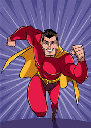 Superhero running frontal view Royalty Free Vector Image