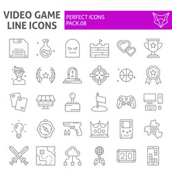 Video games line icon set Royalty Free Vector Image
